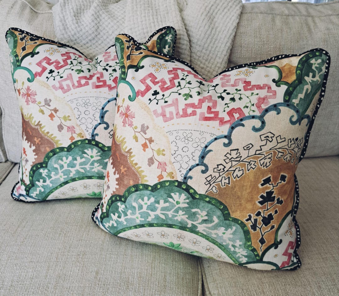 Harper Spring Pink and Green Pillow Cover - Etsy