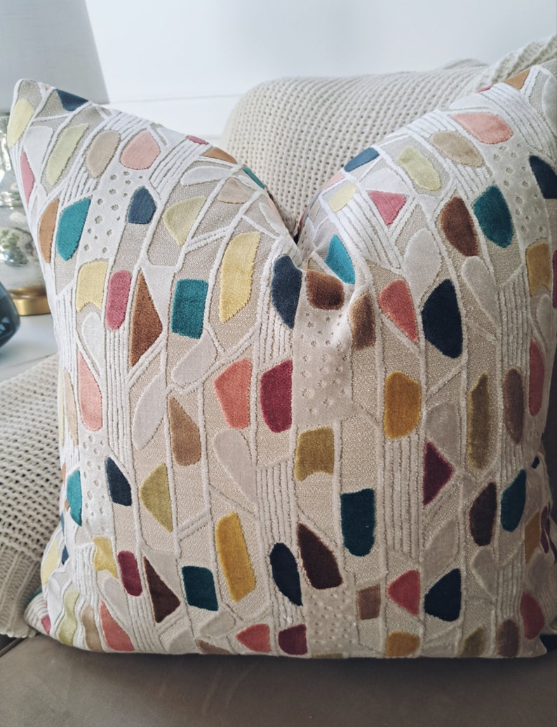 Multi Color Velvet Geometric Shapes Pillow Cover - Etsy