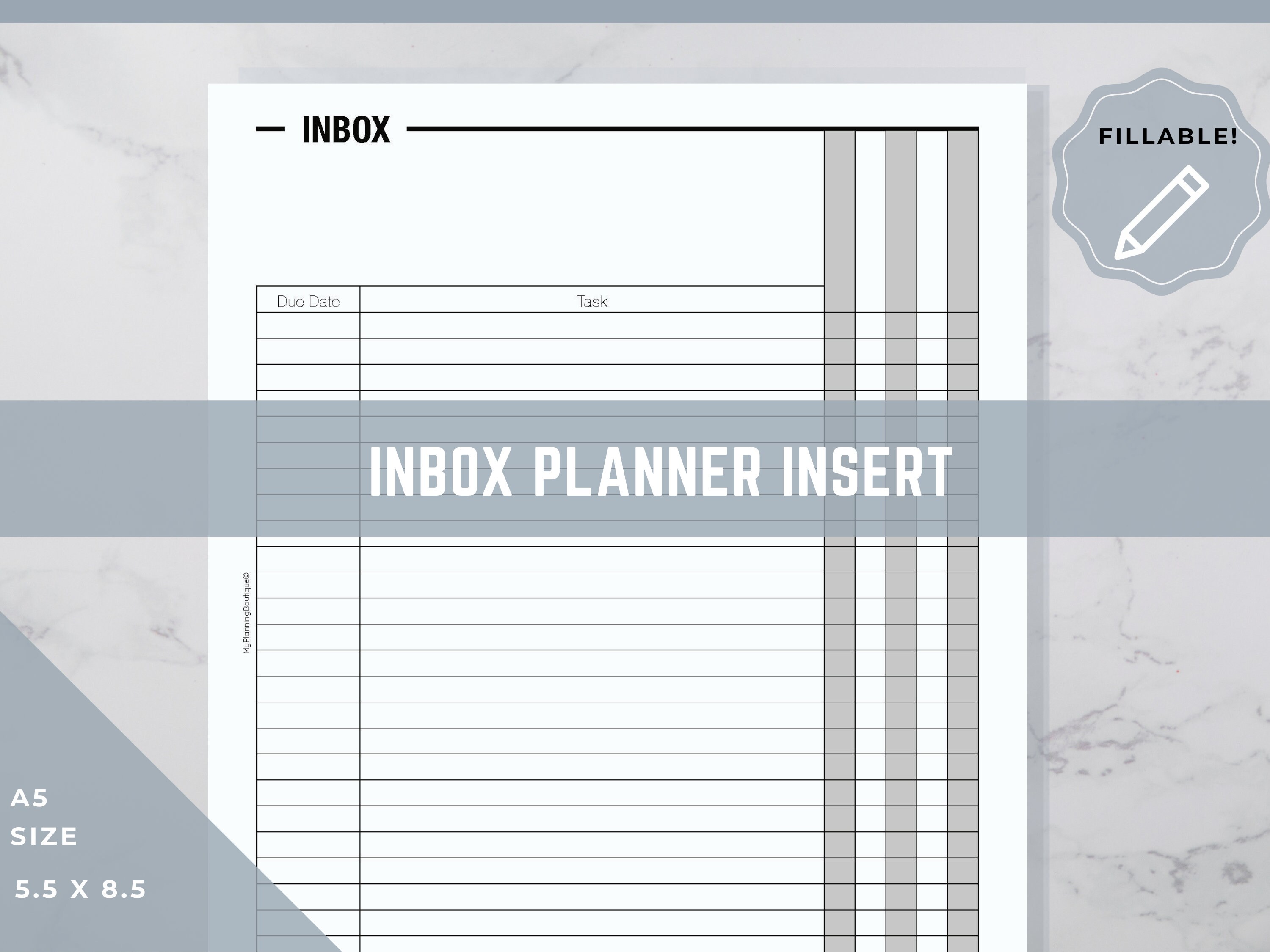 Minimalistic and Fallible Inbox Planner Insert A5 Size Inbox Tracker ...