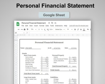 Personal Financial Statement Template - Etsy