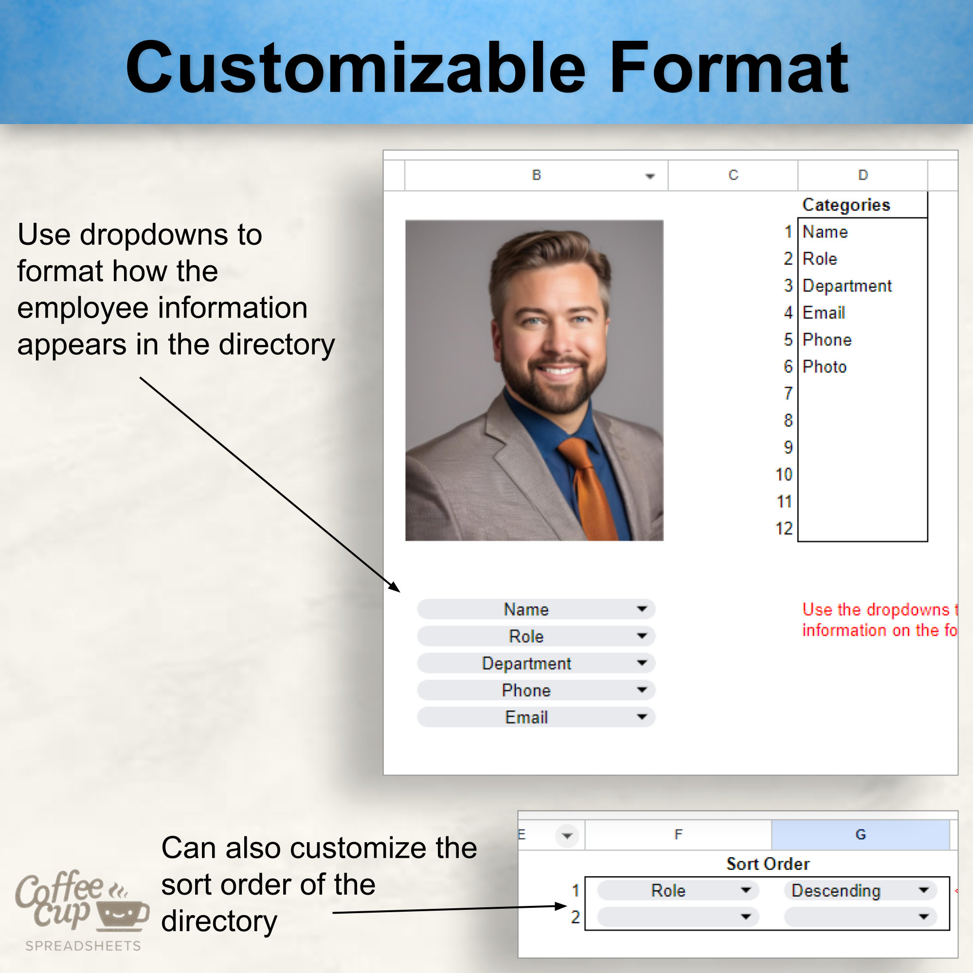 Customizable Employee Photo Directory Template - Google Sheets Digital ...