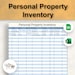 Personal Property Inventory List Google Sheet and Excel | Digital ...