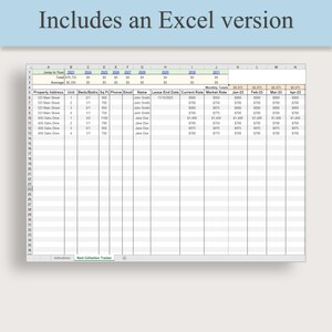 Rent Collection Tracker Template: Excel & Google Sheets - Etsy