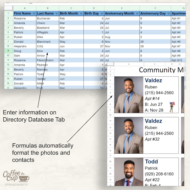 Senior Living Community Photo Directory | Customizable Google Sheet - Etsy
