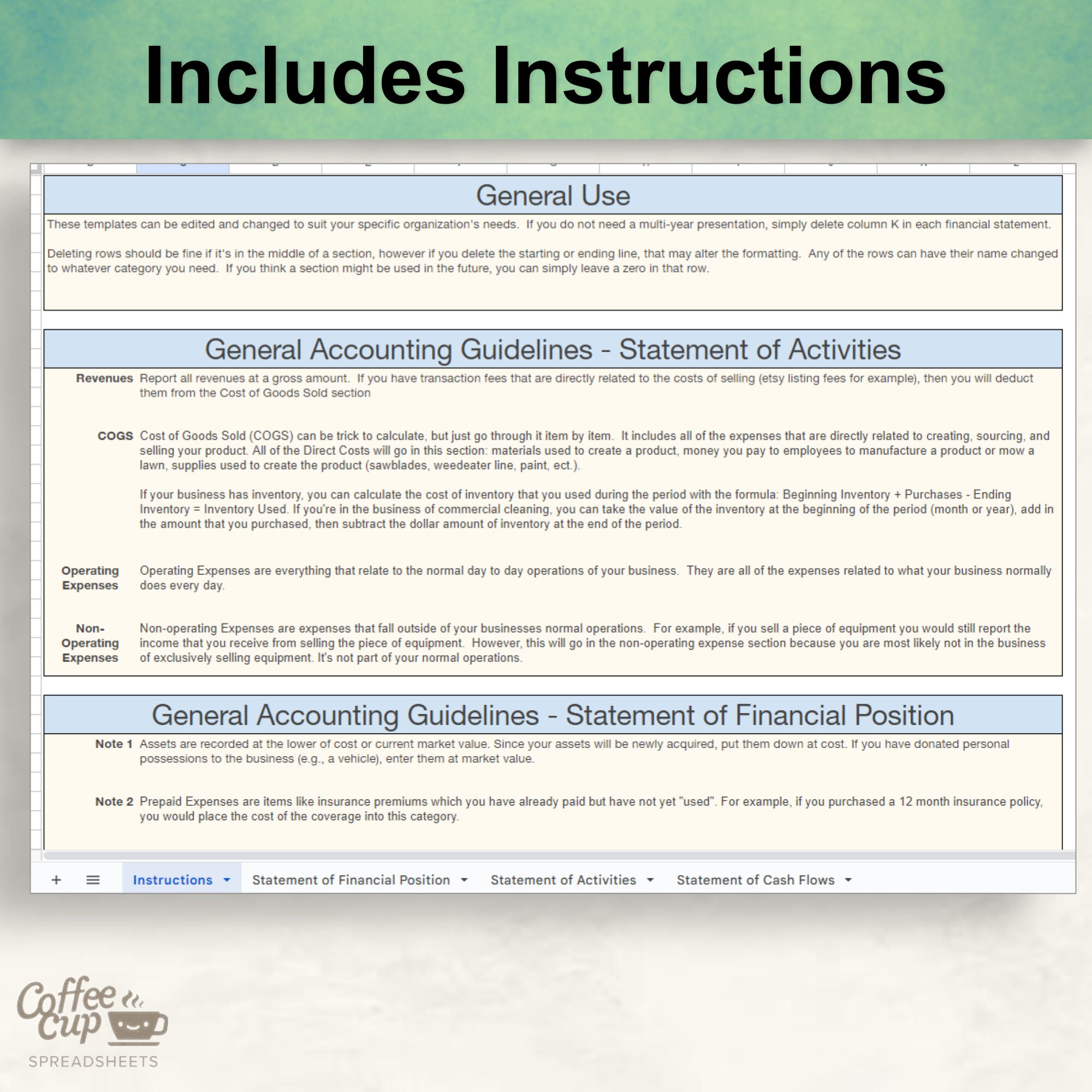 Not for Profit Financial Statement Templates: Google Sheets & Excel ...