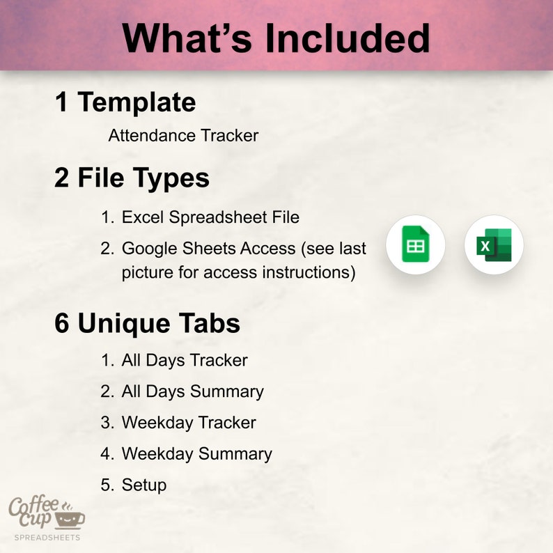 Employee or Class Attendance and Absence Tracker Google Sheet and Excel ...