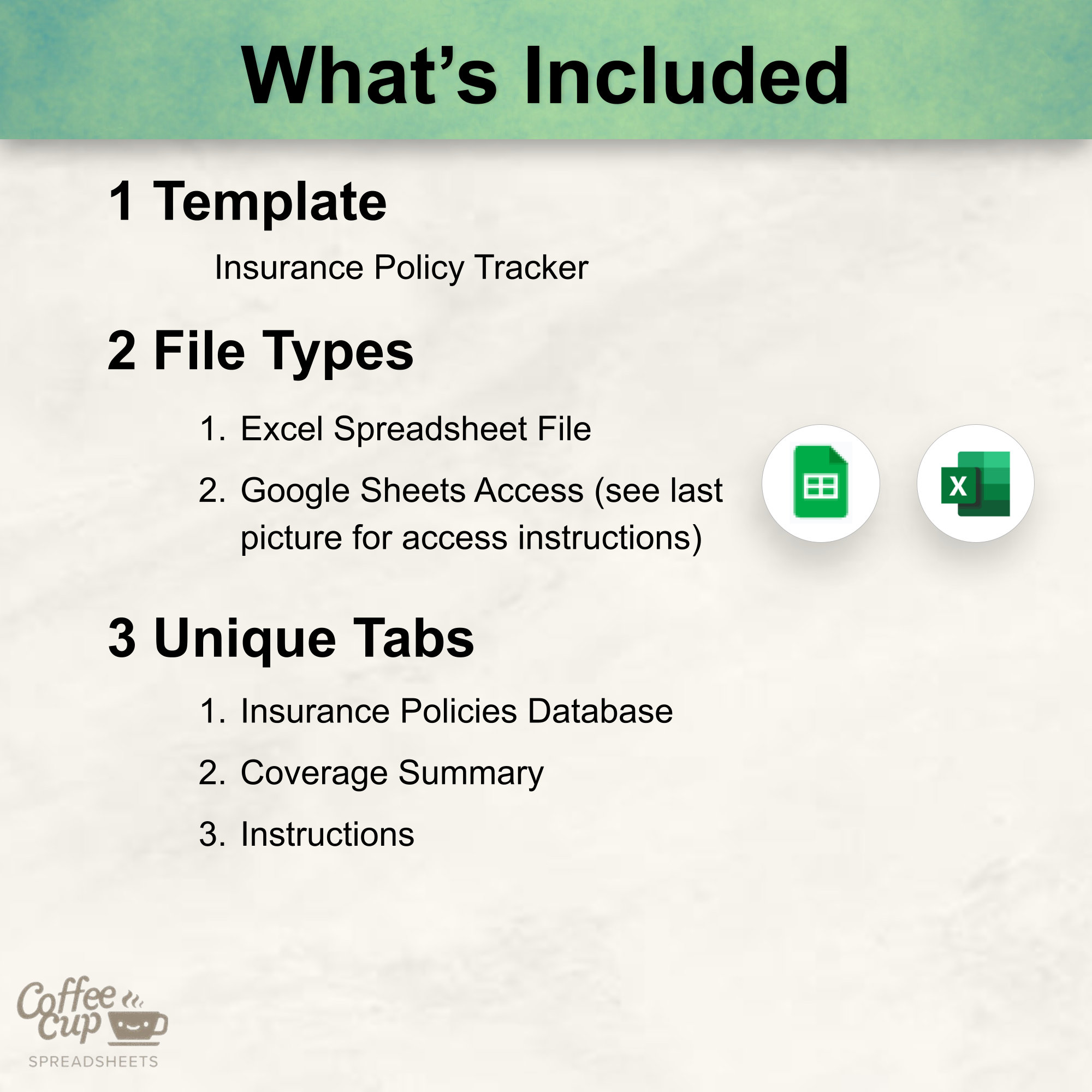 Insurance Policy and Coverage Tracker Excel and Google Sheet - Etsy