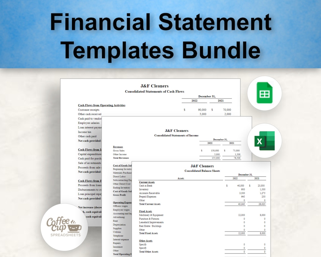 Financial Statement Templates: Income, Balance, and Statement of Cash ...