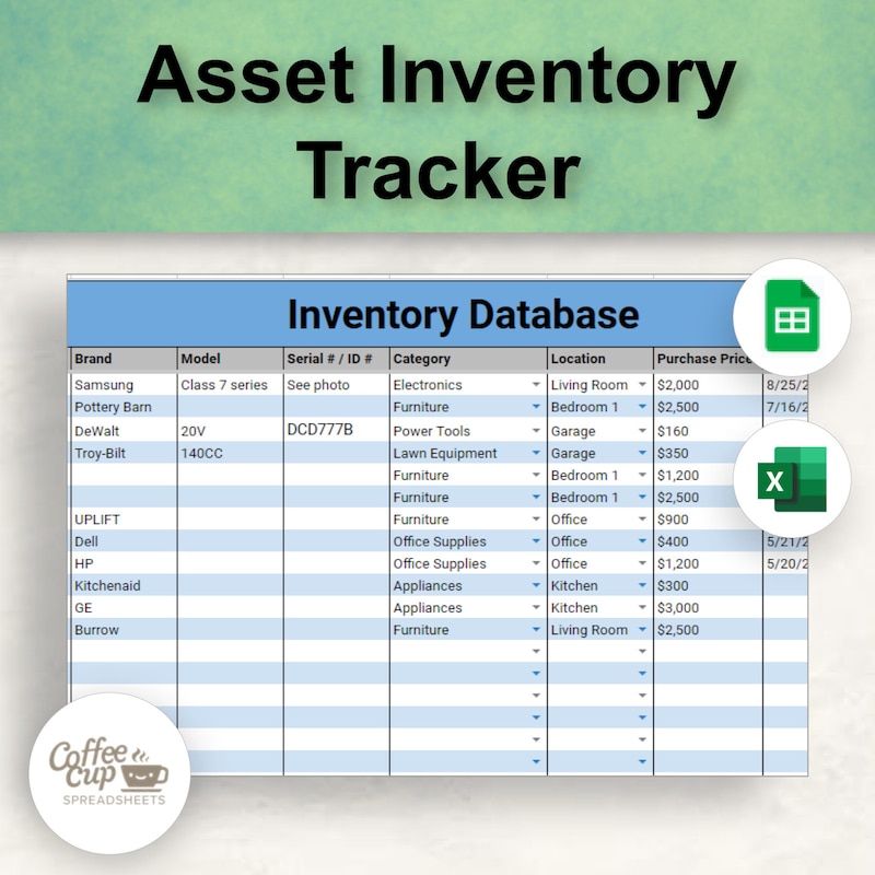 Asset Tracking Sheet - Etsy