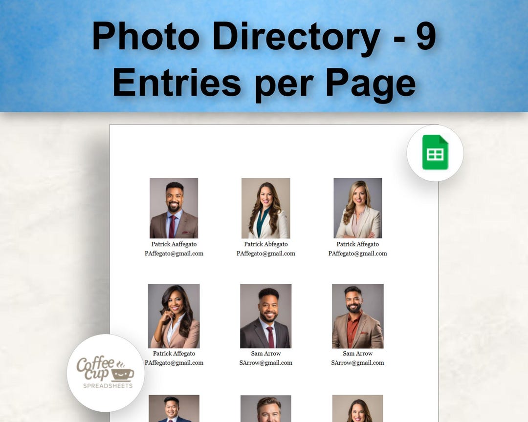 Photo Directory - 9 Entries per Page With 2 Lines - Etsy