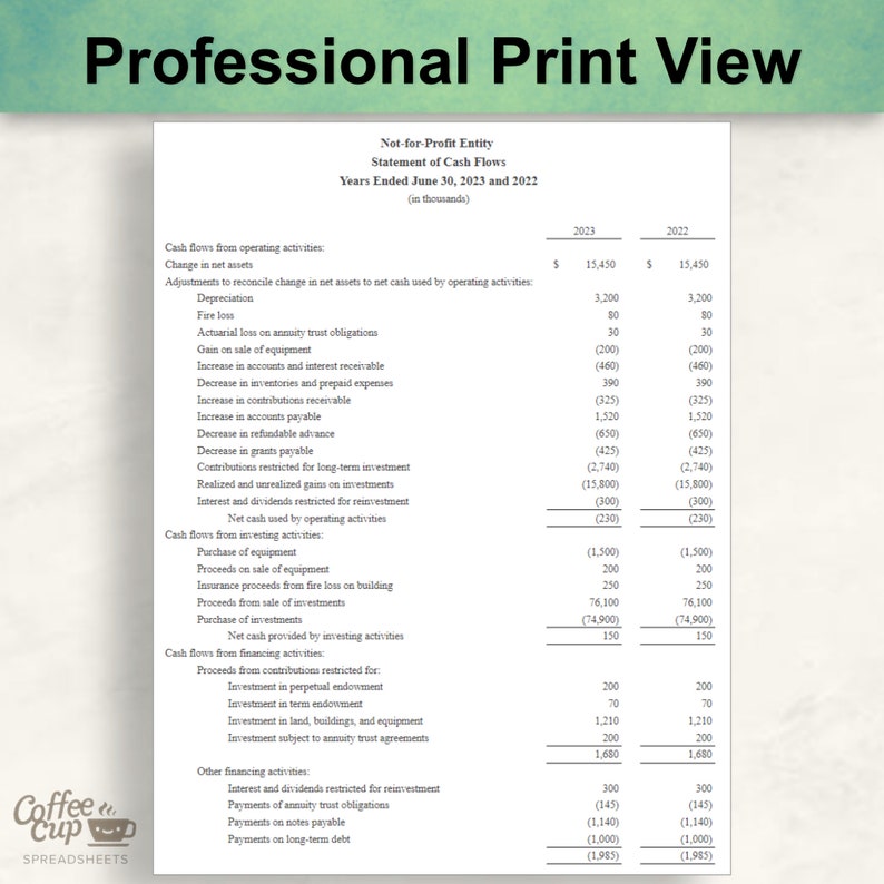 Not for Profit Financial Statement Templates: Google Sheets & Excel ...