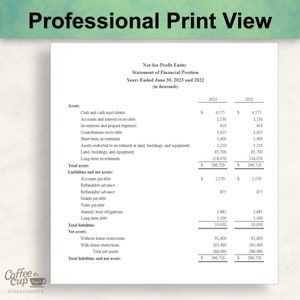 Not for Profit Financial Statement Package Bundle Google Sheet and ...