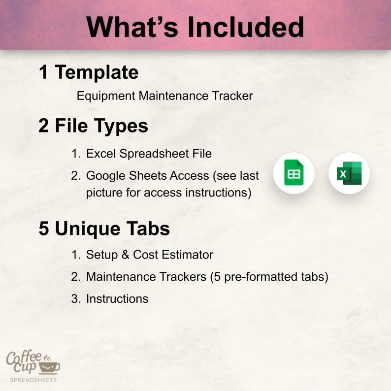 Equipment Maintenance Tracker Excel and Google Sheet - Etsy
