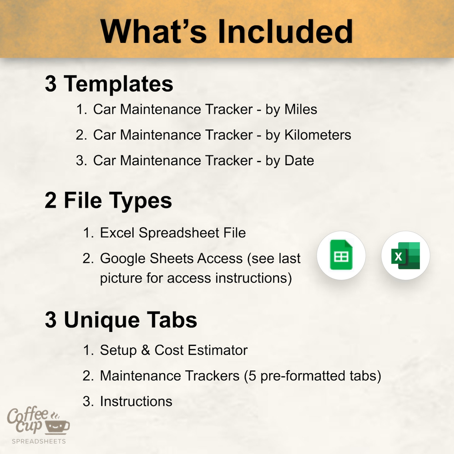Car Maintenance Tracker Template Google Sheet and Excel: Automotive ...