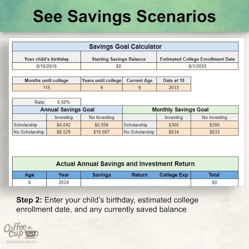 College Savings Tracker: 529 Plan Budget (google Sheet & Excel Template ...