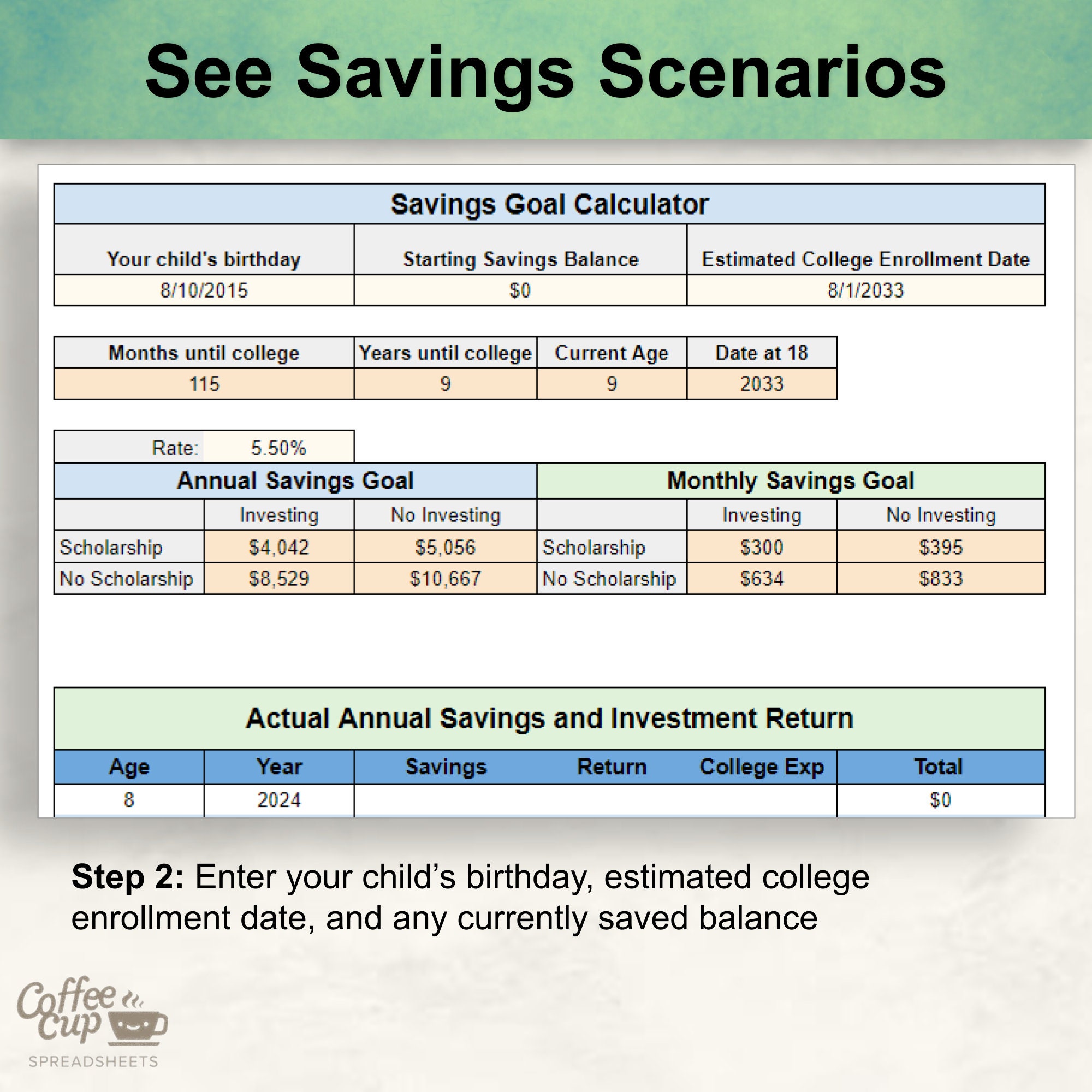 College Savings Tracker: 529 Plan Budget (google Sheet & Excel Template ...