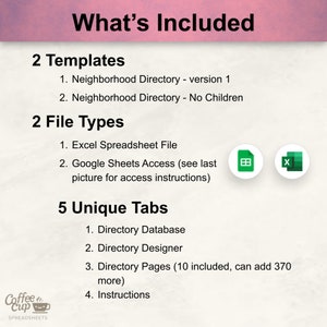 Neighborhood and HOA Directory Template Google Sheet & Excel Template ...