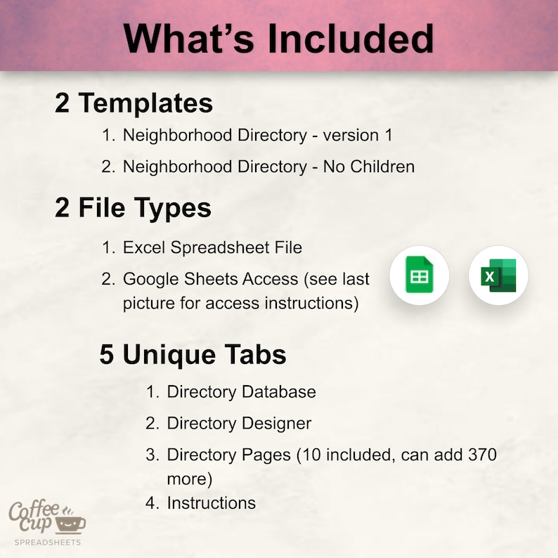 Neighborhood and HOA Directory Template Google Sheet & Excel Template ...