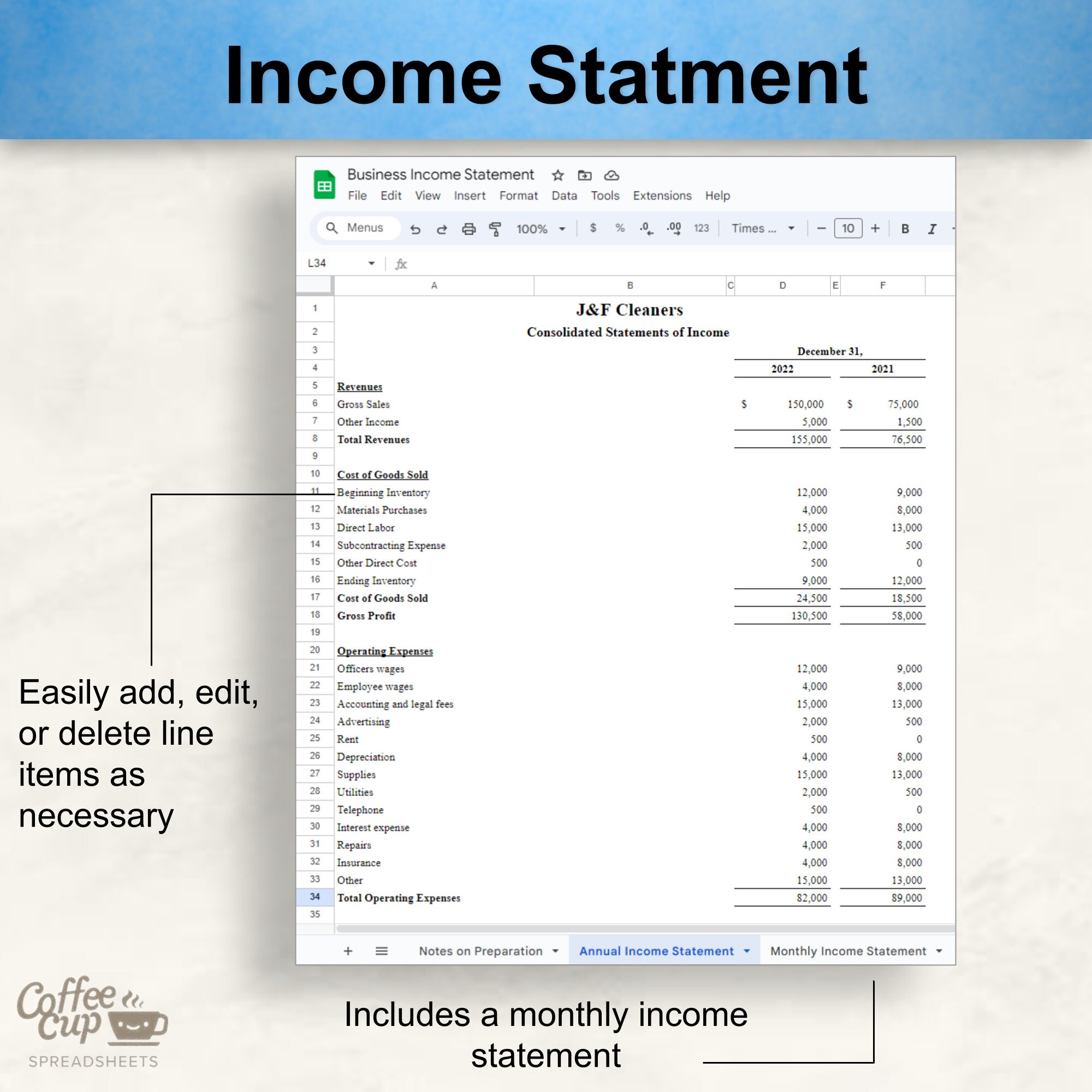 Financial Statement Templates: Income, Balance, and Statement of Cash ...