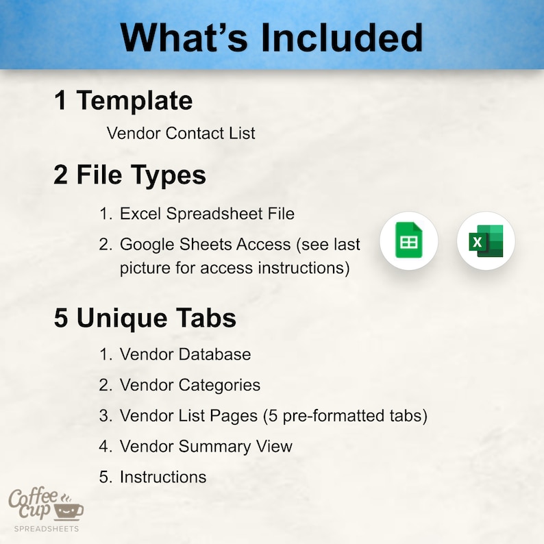 Vendor Contact List Google Sheet and Excel Template Database - Etsy