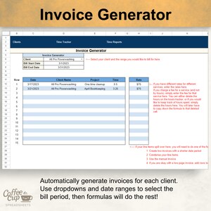 Billable Hours Project Tracker and Invoice Google Sheet and Excel ...