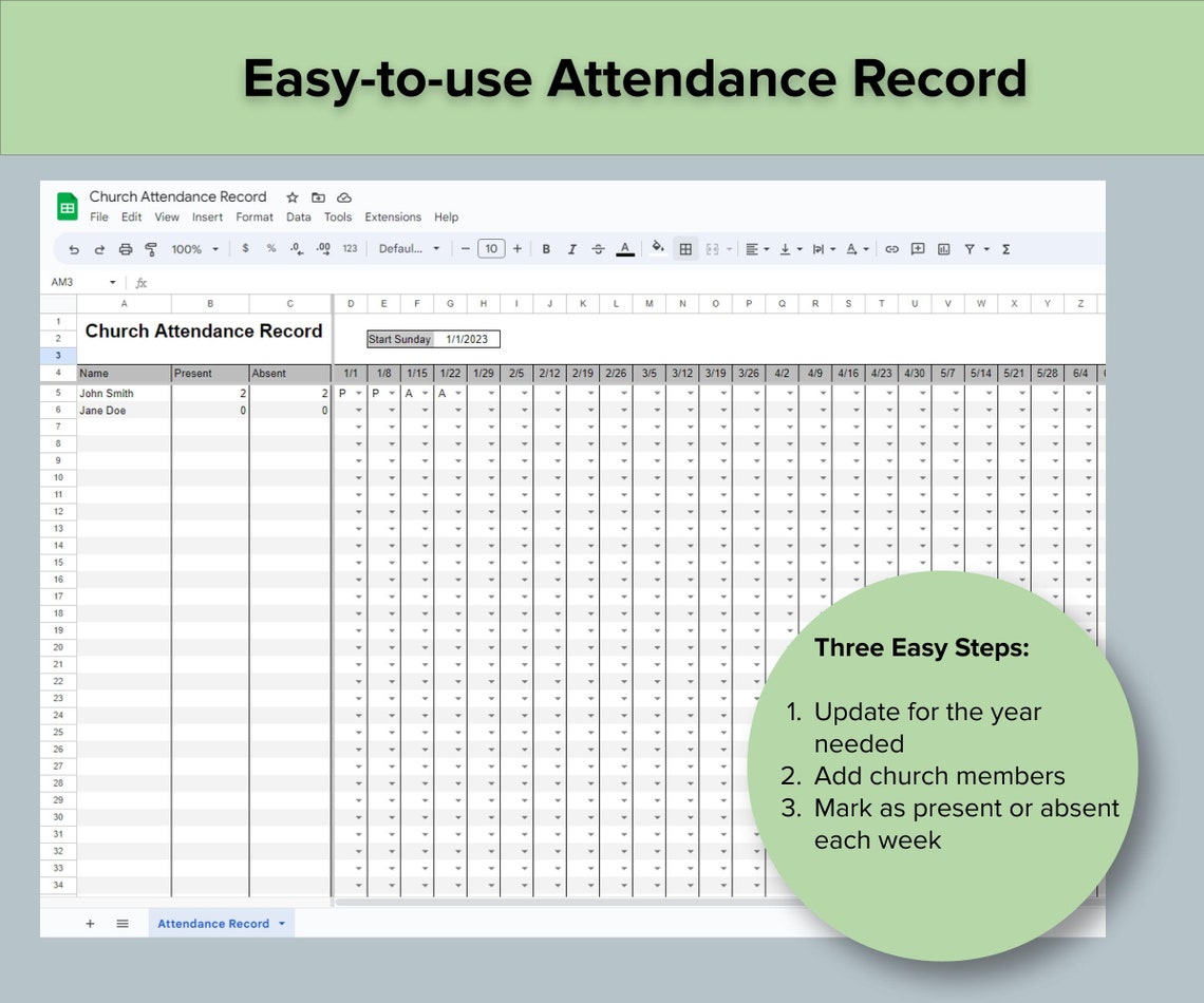 Church Attendance Tracker Google Sheet Employee Attendance - Etsy Church Attendance Tracker Google Sheet Employee Attendance - Etsy
