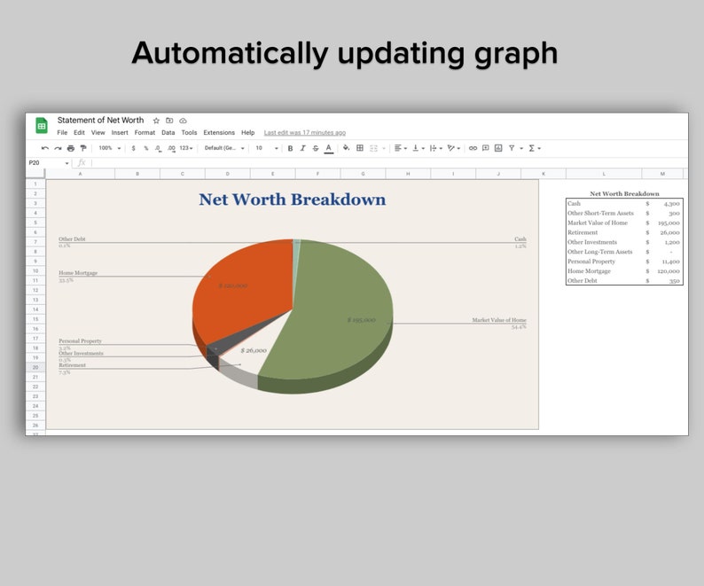 Statement of Net Worth Google Sheet | Financial Planning Spreadsheet ...