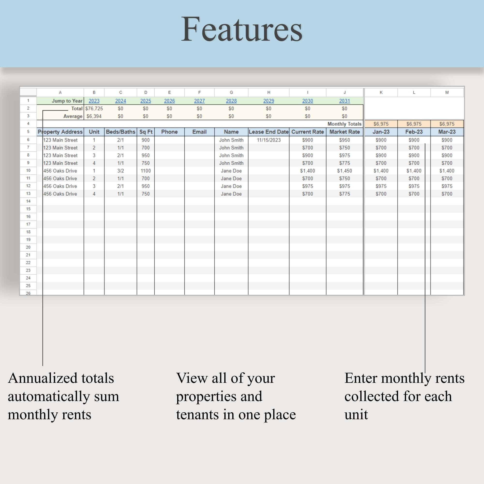 Rent Collection Tracker Template: Excel & Google Sheets - Etsy