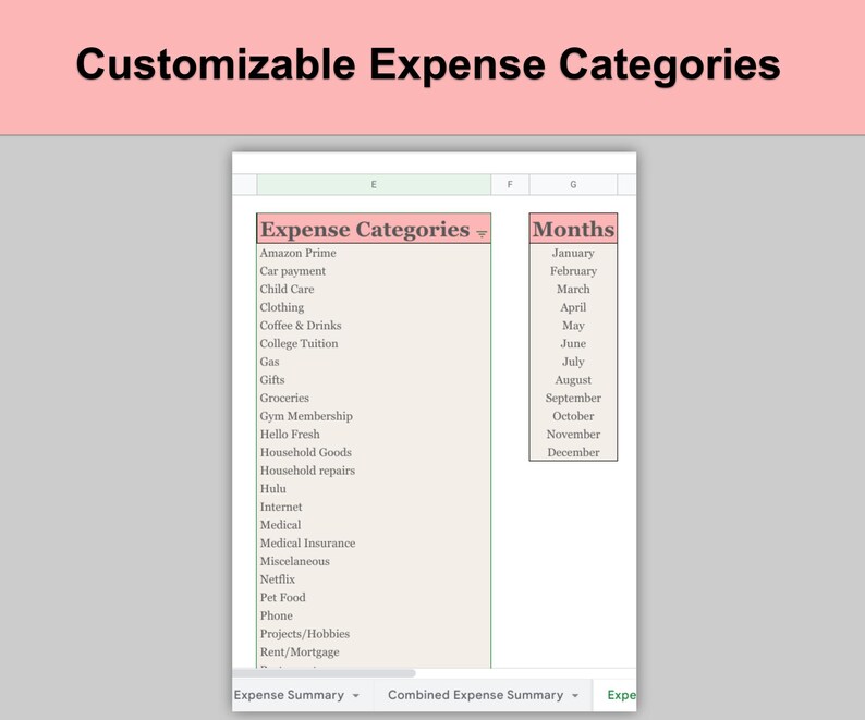 Couples Budget Google Sheet Shared and Individual Expense - Etsy