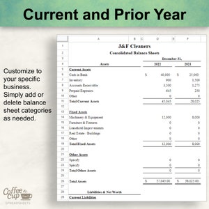 Balance Sheet Template: Small Business Spreadsheet Excel & Google ...