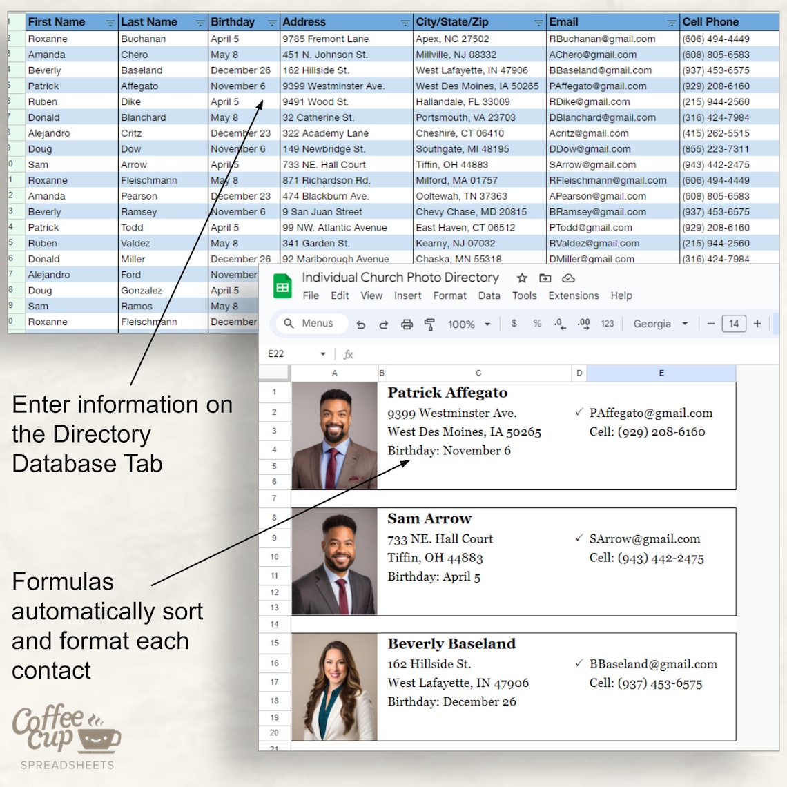 Church Directory and Attendance Tracker Resource Bundle Google Sheet ...