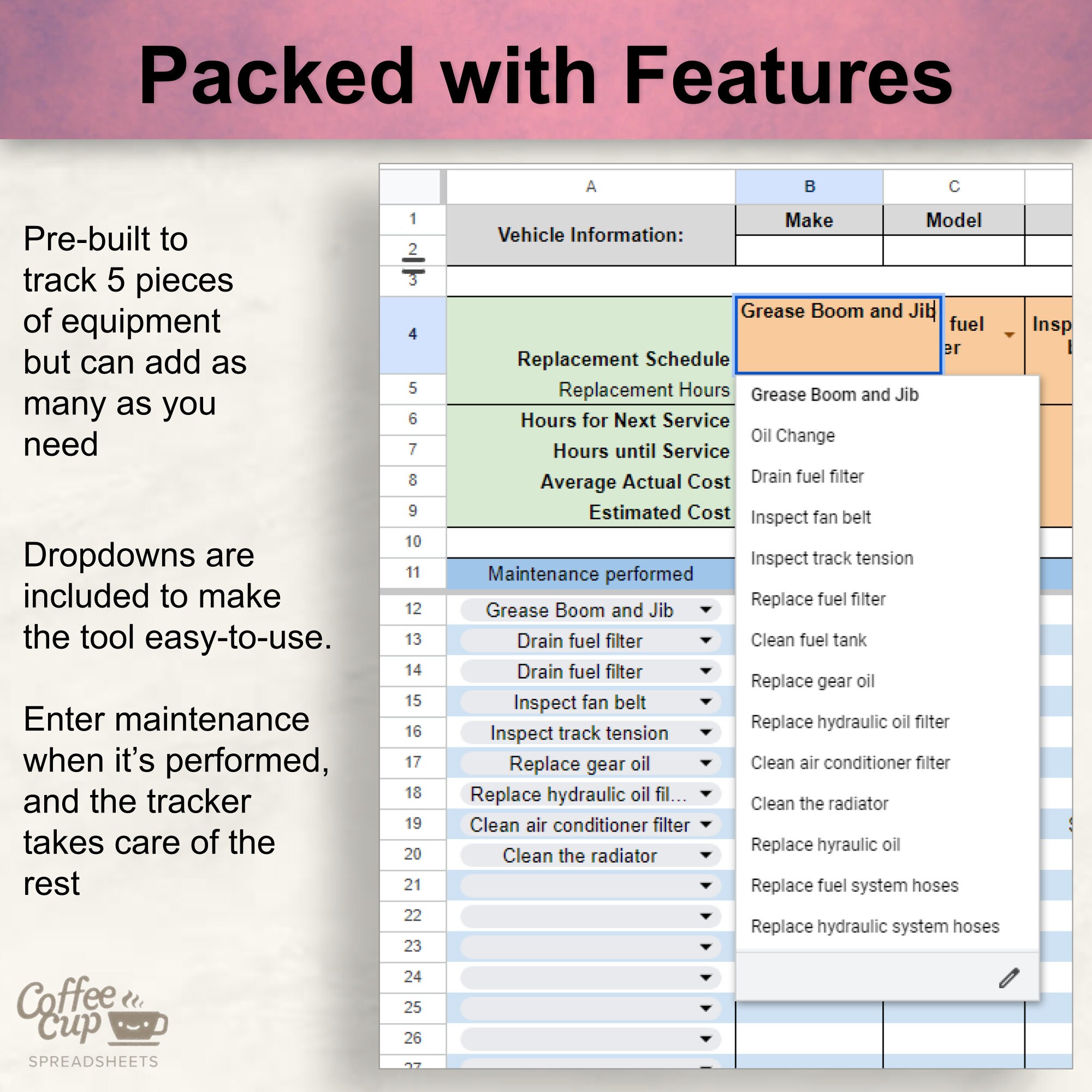 Equipment Maintenance Tracker Excel and Google Sheet - Etsy