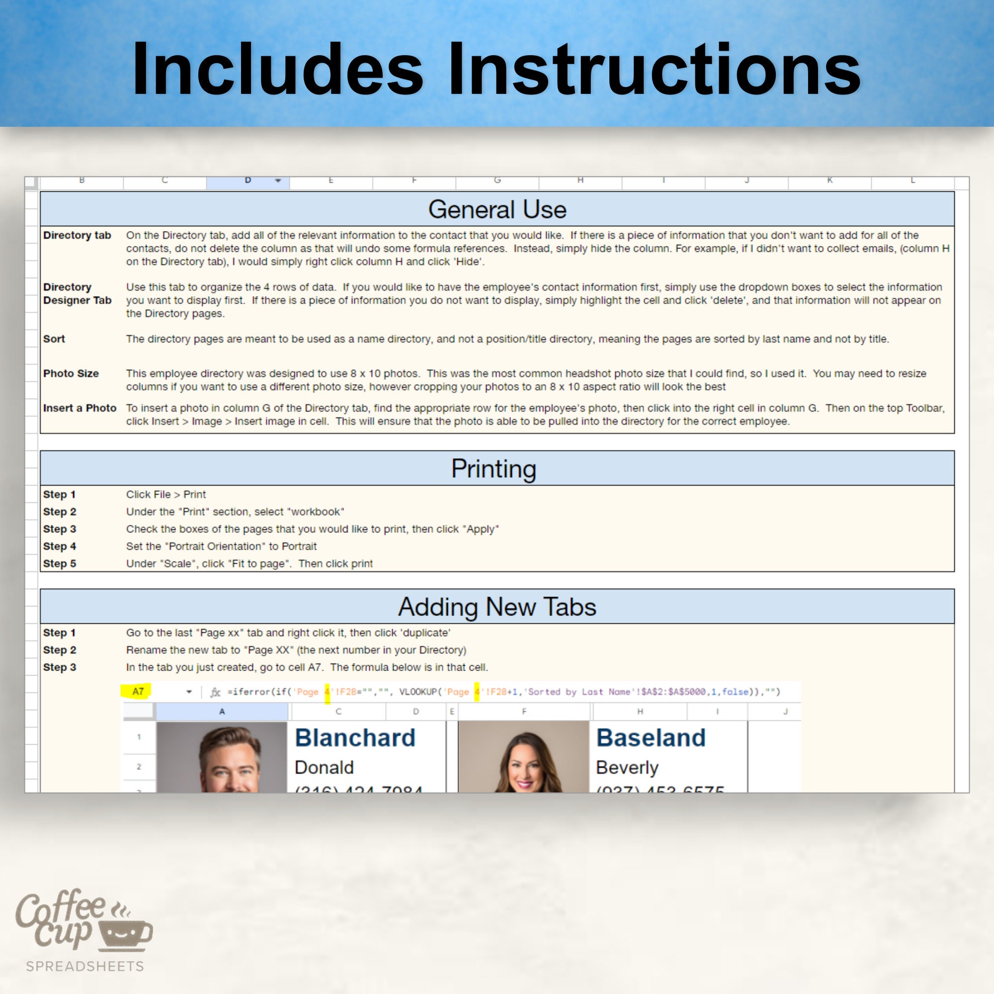 Senior Living Community Photo Directory | Customizable Google Sheet - Etsy