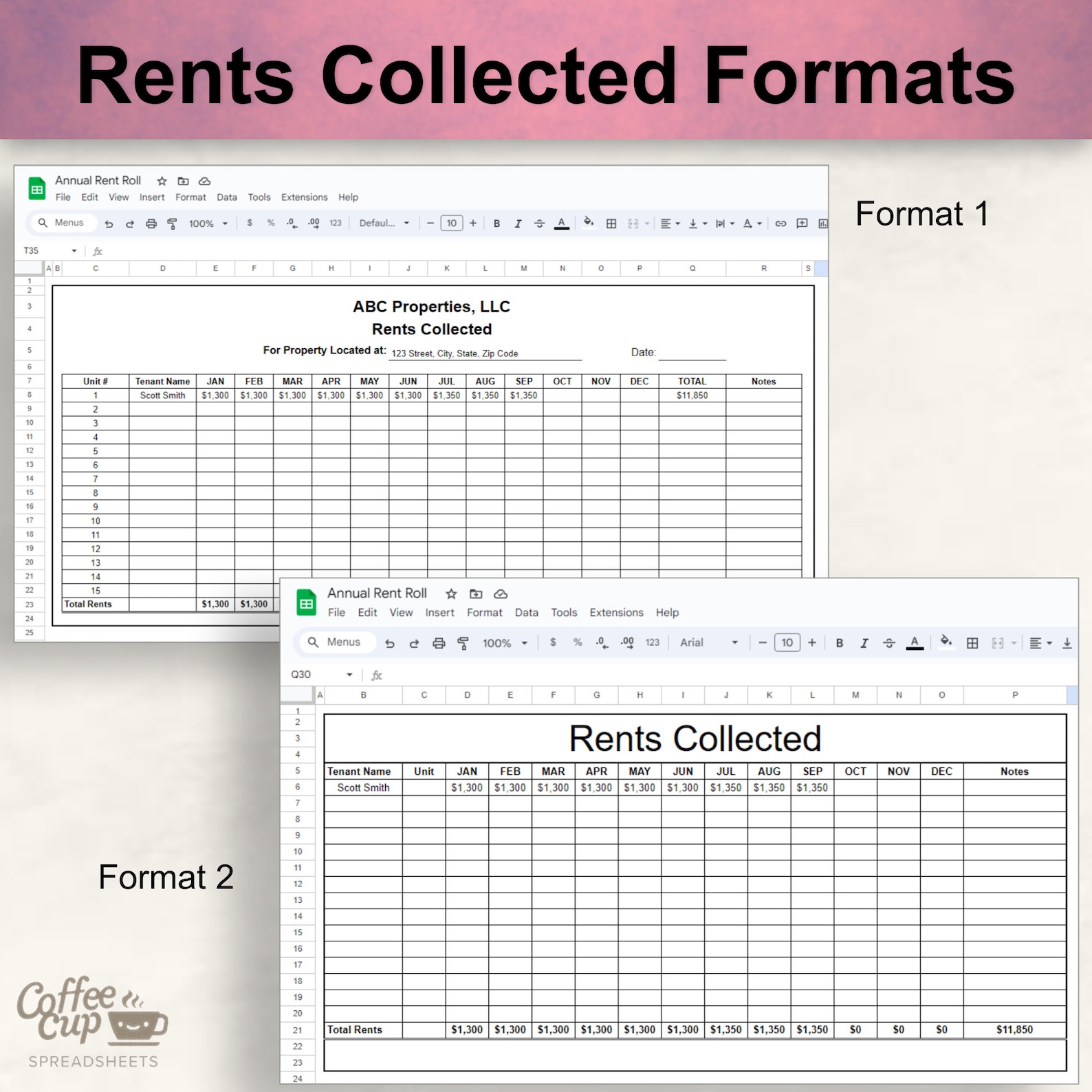 Printable Rent Roll and Rental Tenant Tracker Template: Excel & Google ...
