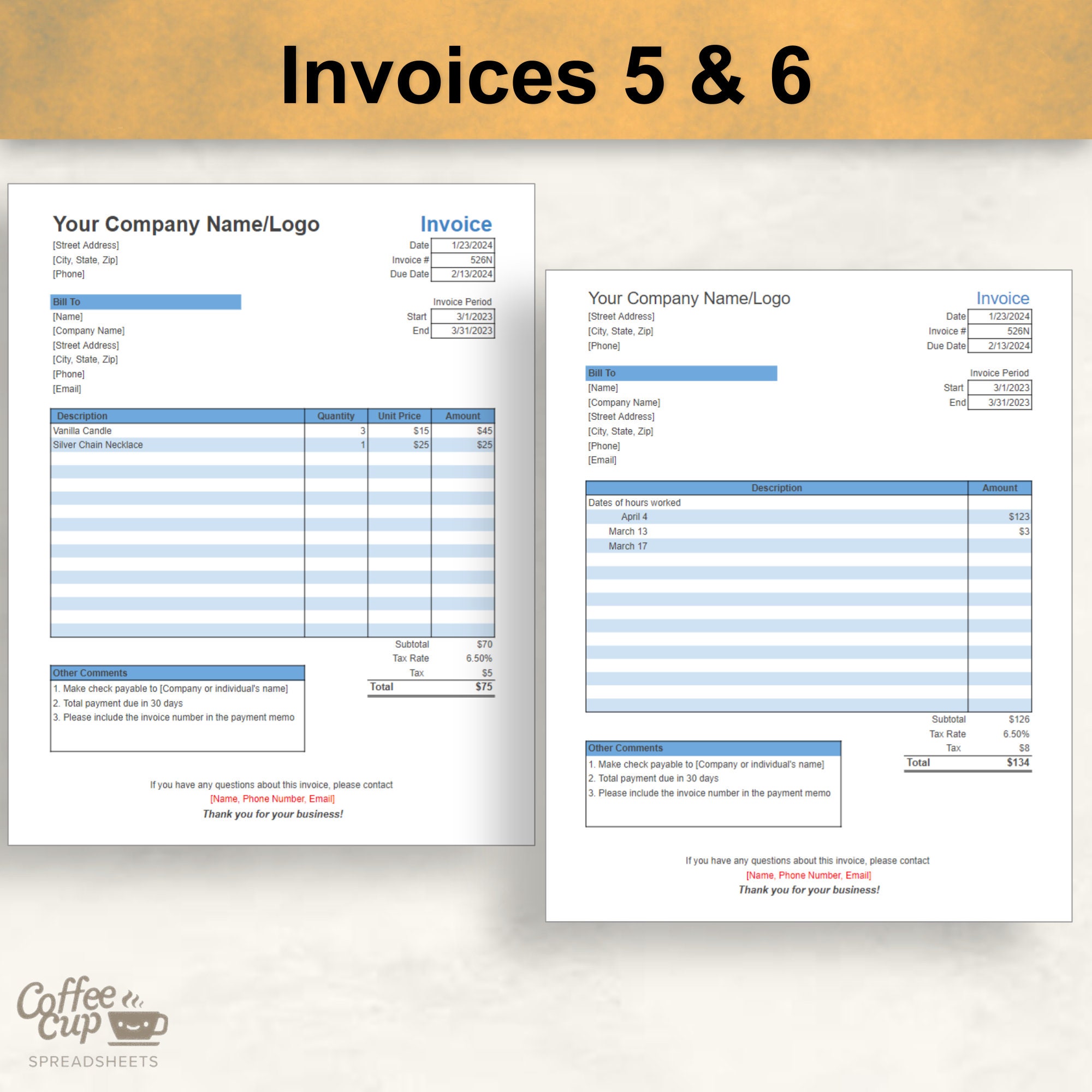 Invoice Template Google Sheet and Excel | Multi-version Professional ...
