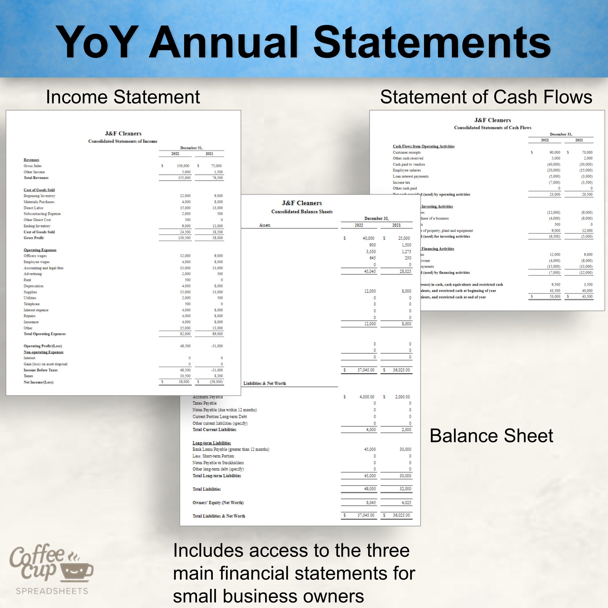 Financial Statement Templates: Income, Balance, and Statement of Cash ...