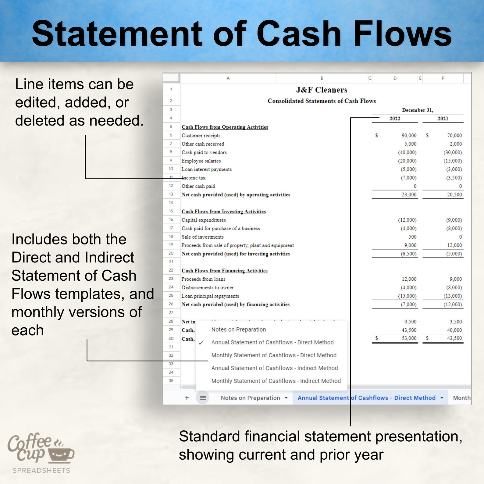 Financial Statement Templates: Income, Balance, and Statement of Cash ...