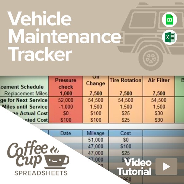 Vehicle Maintenance Log Spreadsheet - Etsy