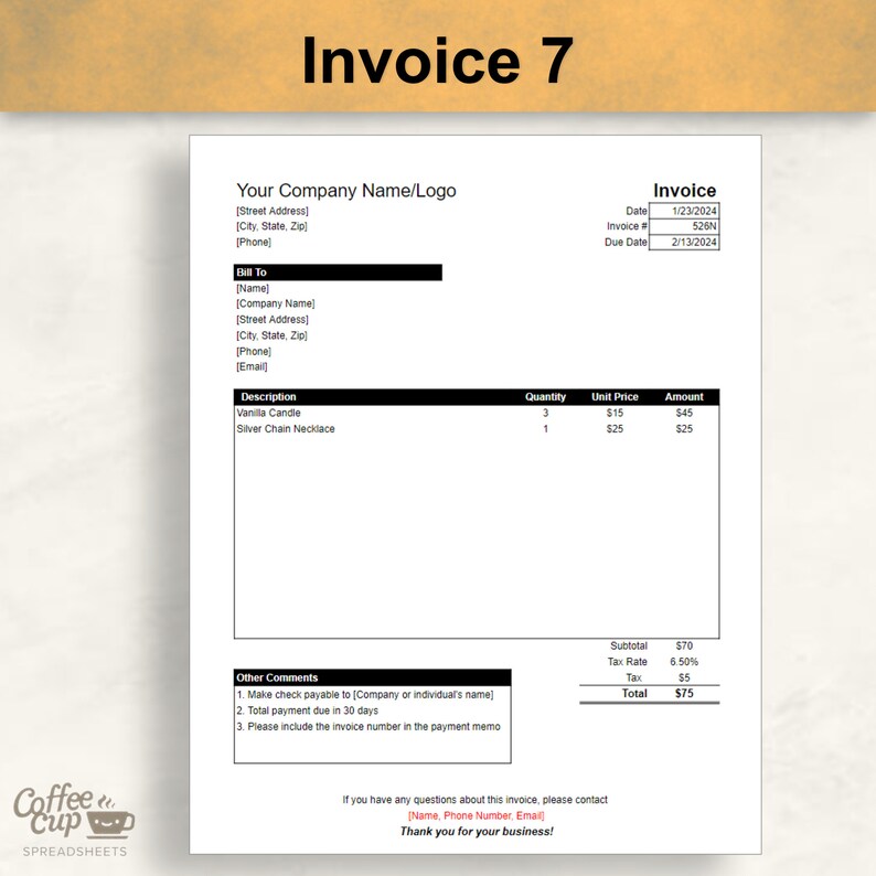 Invoice Template Google Sheet and Excel | Multi-version Professional ...