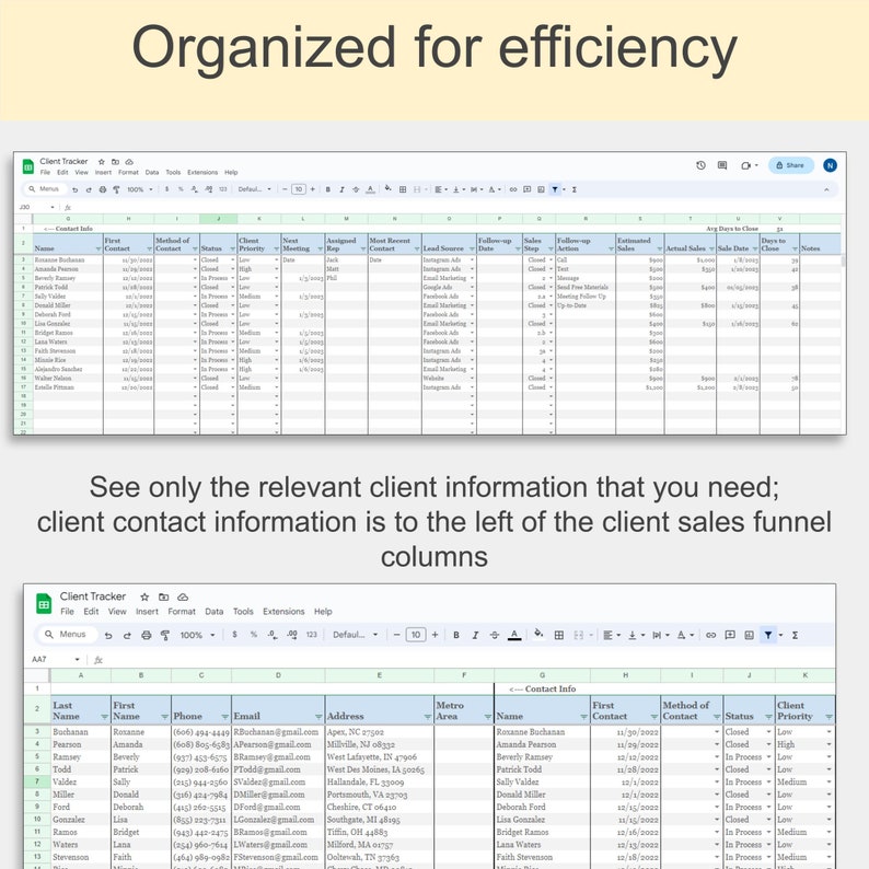 Client Sales Tracker Google Sheet | CRM Spreadsheet | Sales Funnel ...