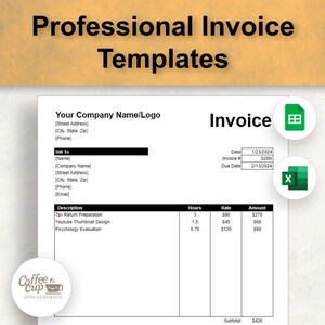 Invoice Template Google Sheet and Excel | Multi-version Professional ...