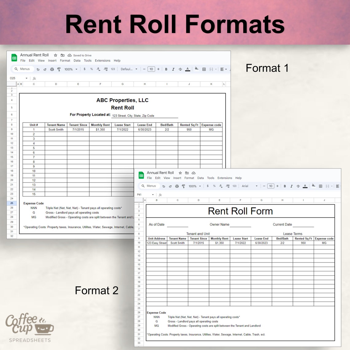 Printable Rent Roll and Rental Tenant Tracker Template: Excel & Google ...