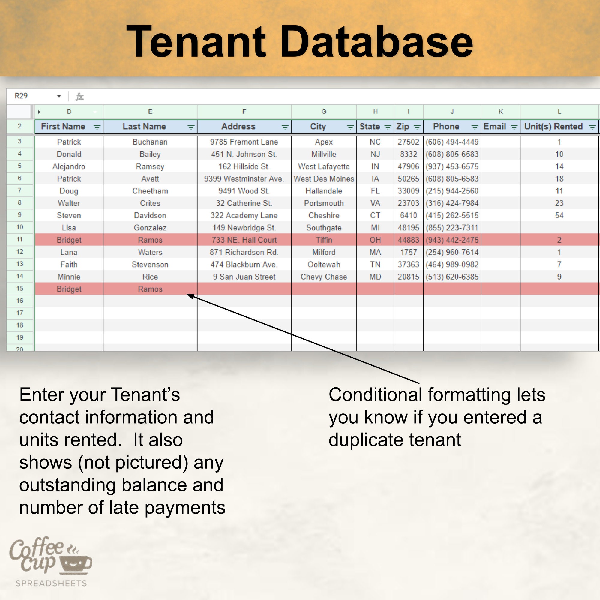 Self Storage Unit Rent Roll: Monthly/annual Tracker Google Sheets ...