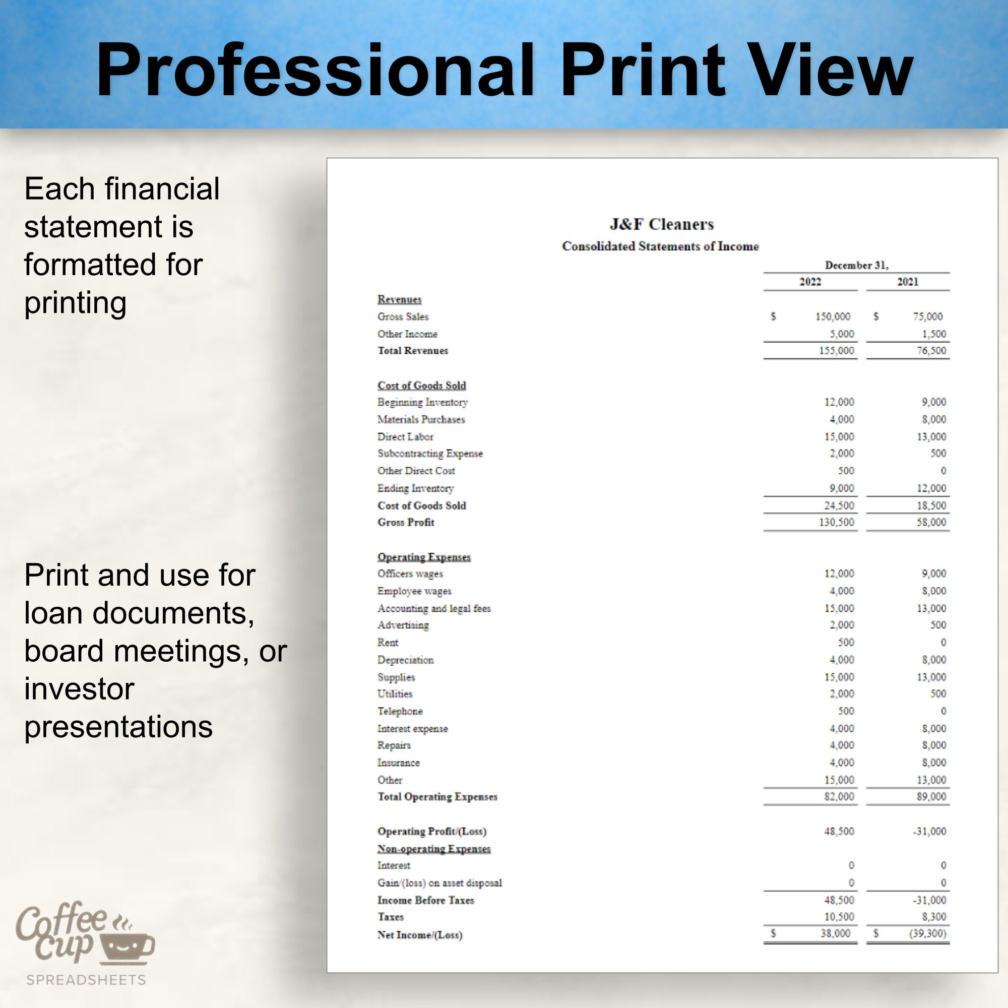 Financial Statement Templates: Income, Balance, and Statement of Cash ...