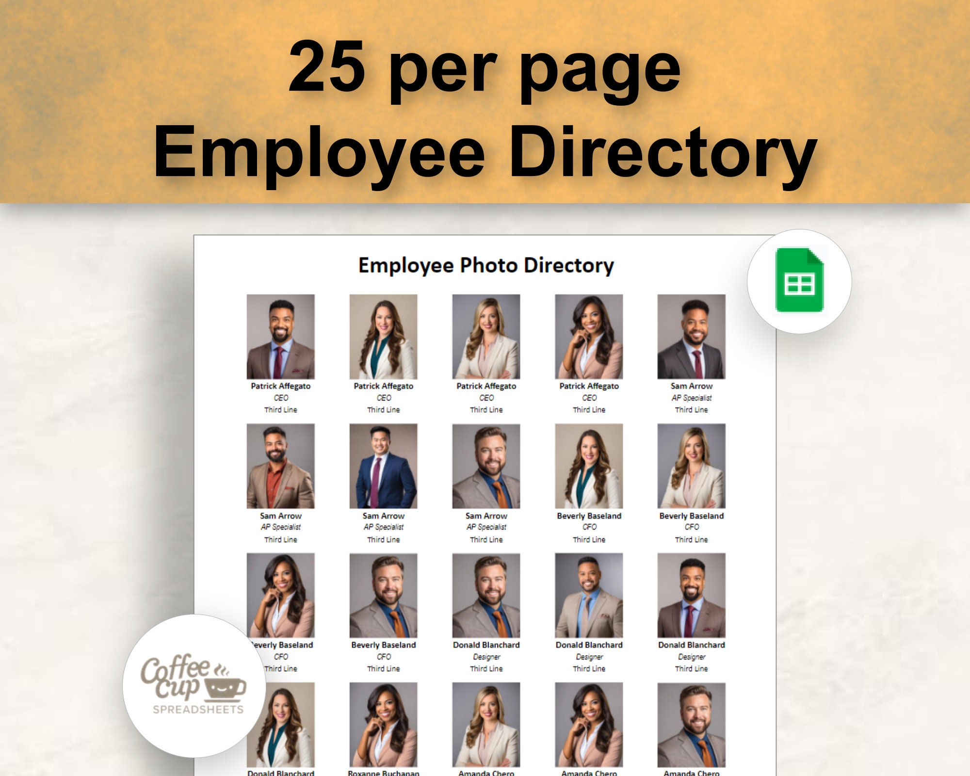25 Person per Page Organizational Photo Directory | Customizable Google ...