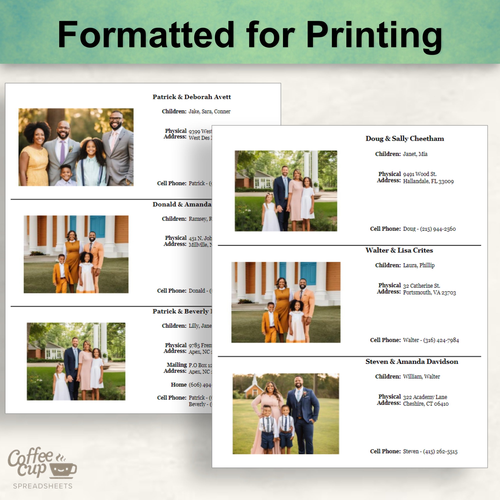 Church Photo Directory Google Sheet With Birthday and Anniversary List ...