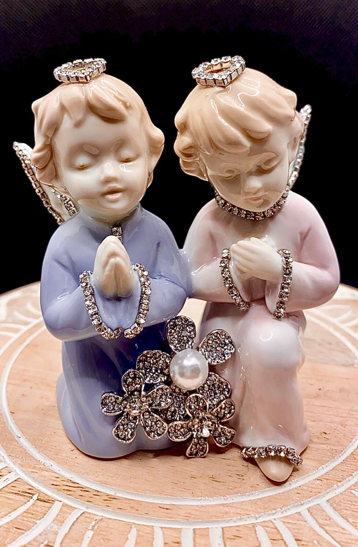 Vintage Ceramic Angels Statue With Embellishments - Etsy