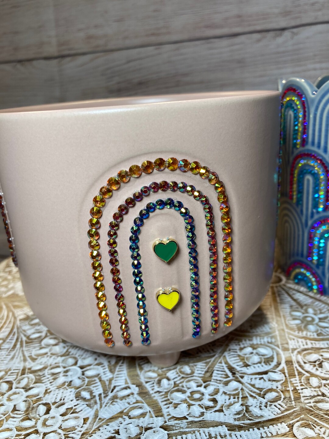 Beautifully Bejeweled Pink Rainbow Embellished Flower Pot - Etsy