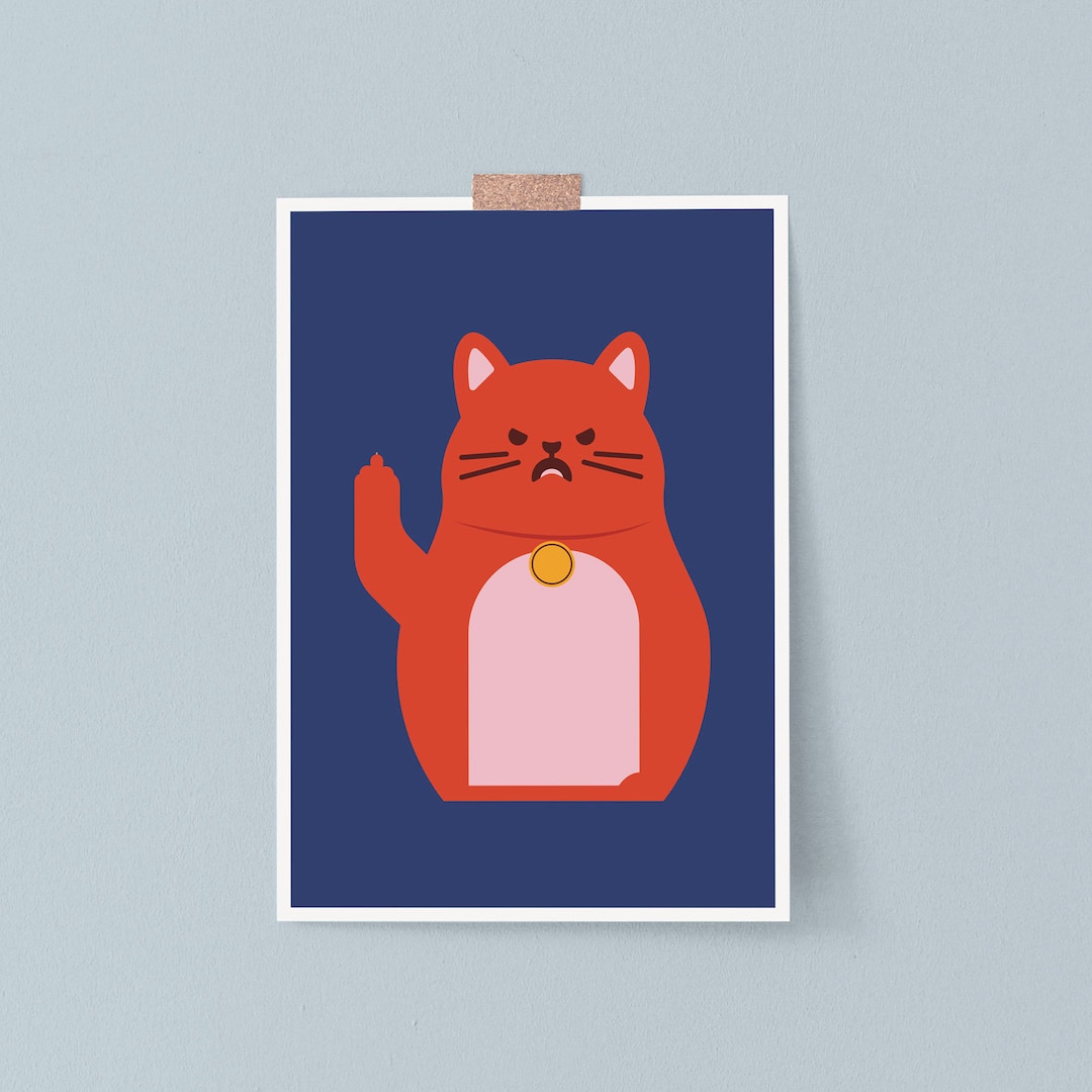 A3 Angry Cat Print - Cat Art Print, Prints for Cat Lovers, Art Gift ...