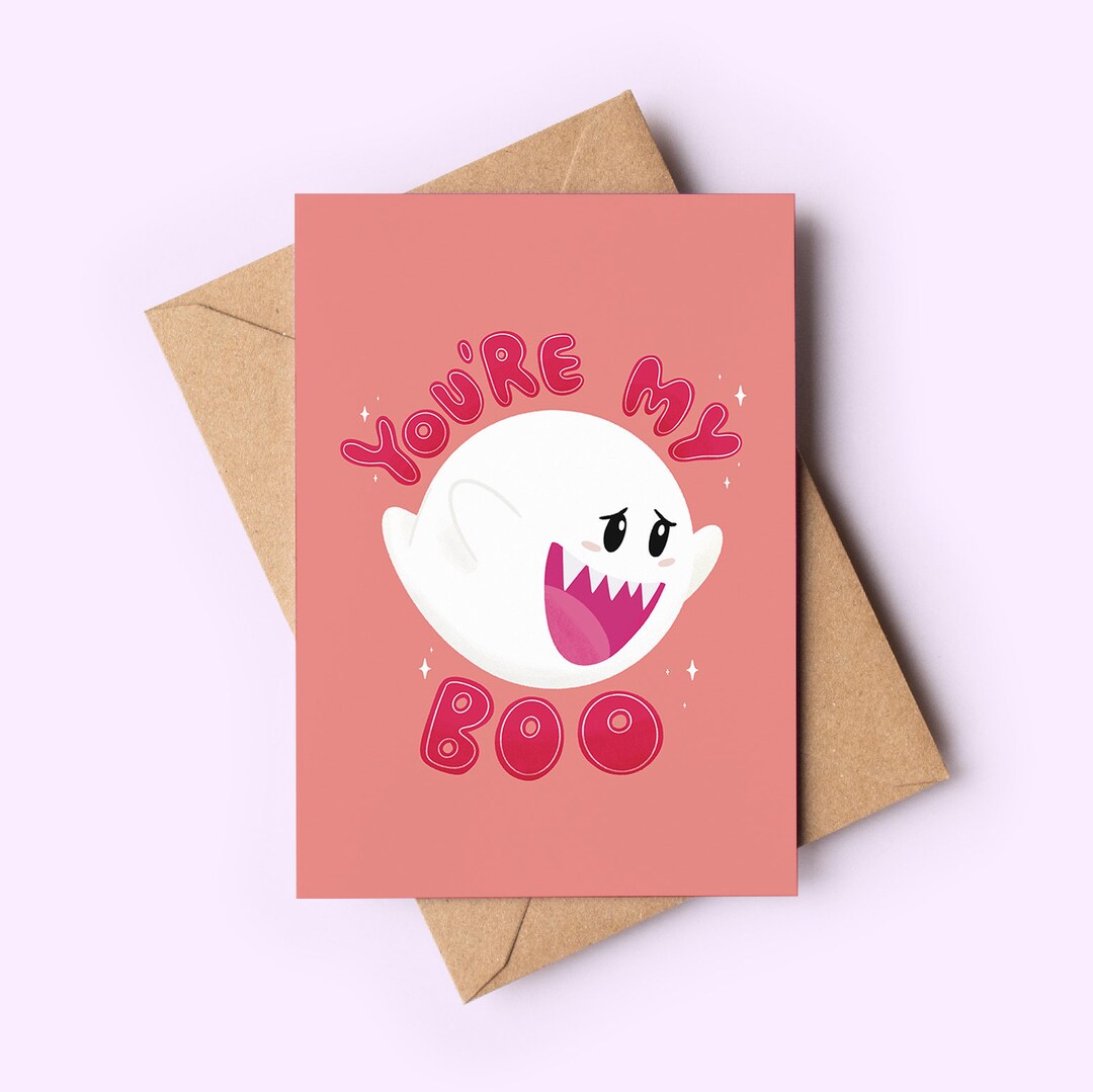 Cute Mario Boo Valentines Day Card | Gaming Gift, Mario Gift, Nintendo ...